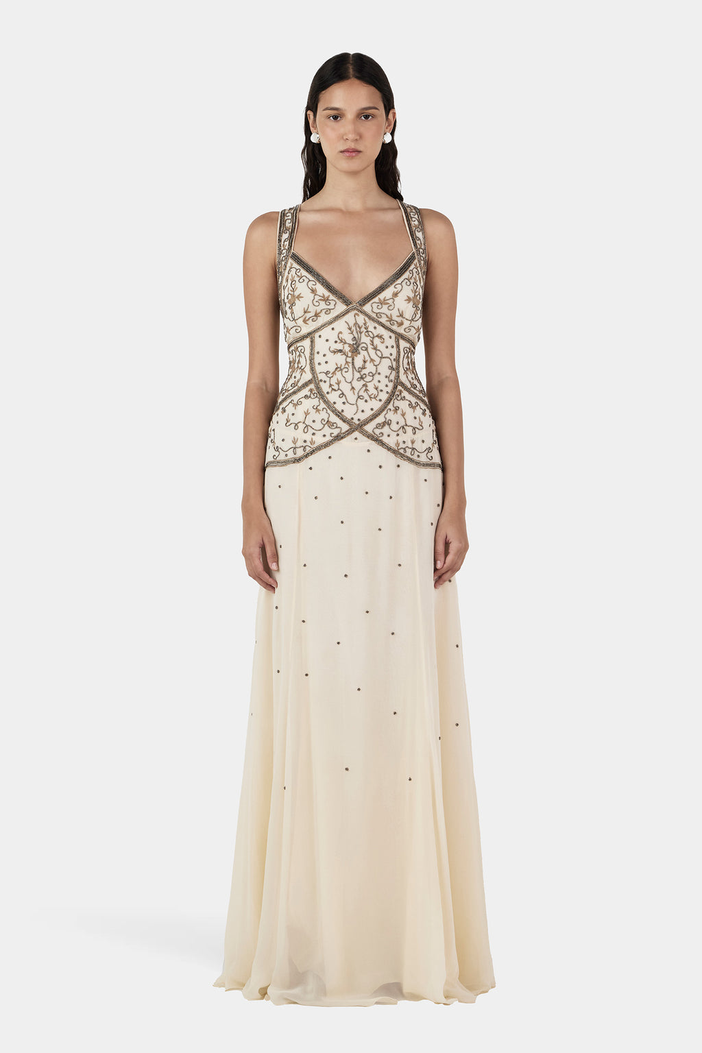 Maja Beaded Maxi Dress Silver Veil – Hansen & Gretel