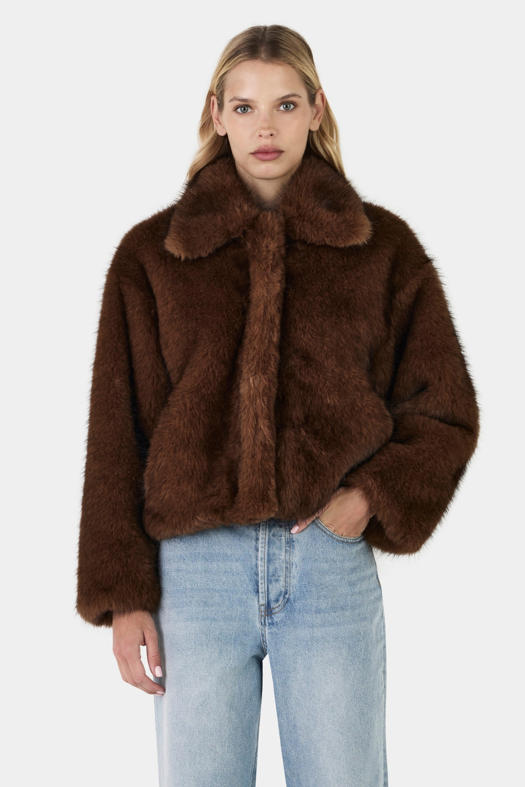 Frankie Faux Fur Jacket Chocolate – Hansen & Gretel