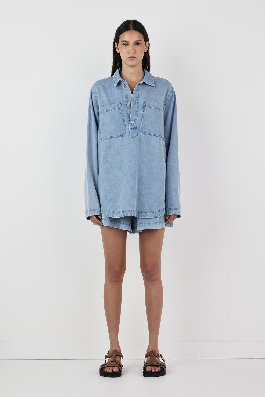 Sample Larson Chambray Shirt Light Blue – Hansen & Gretel